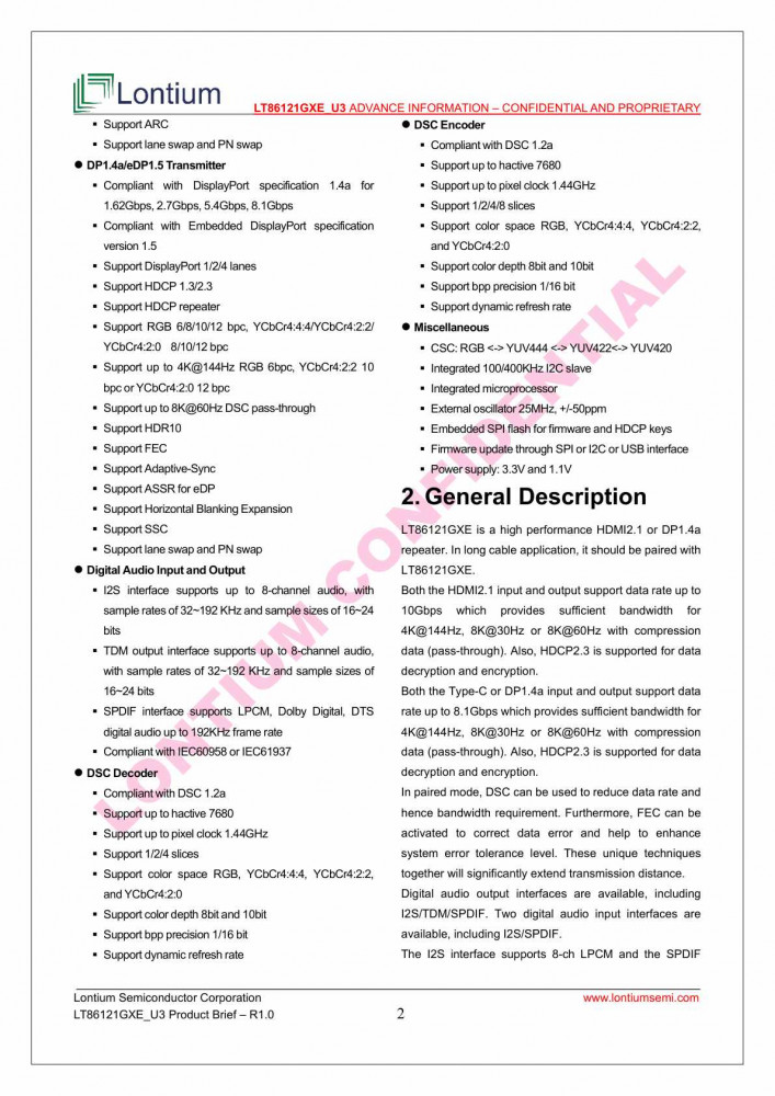 LT86121GXE technical document page 2