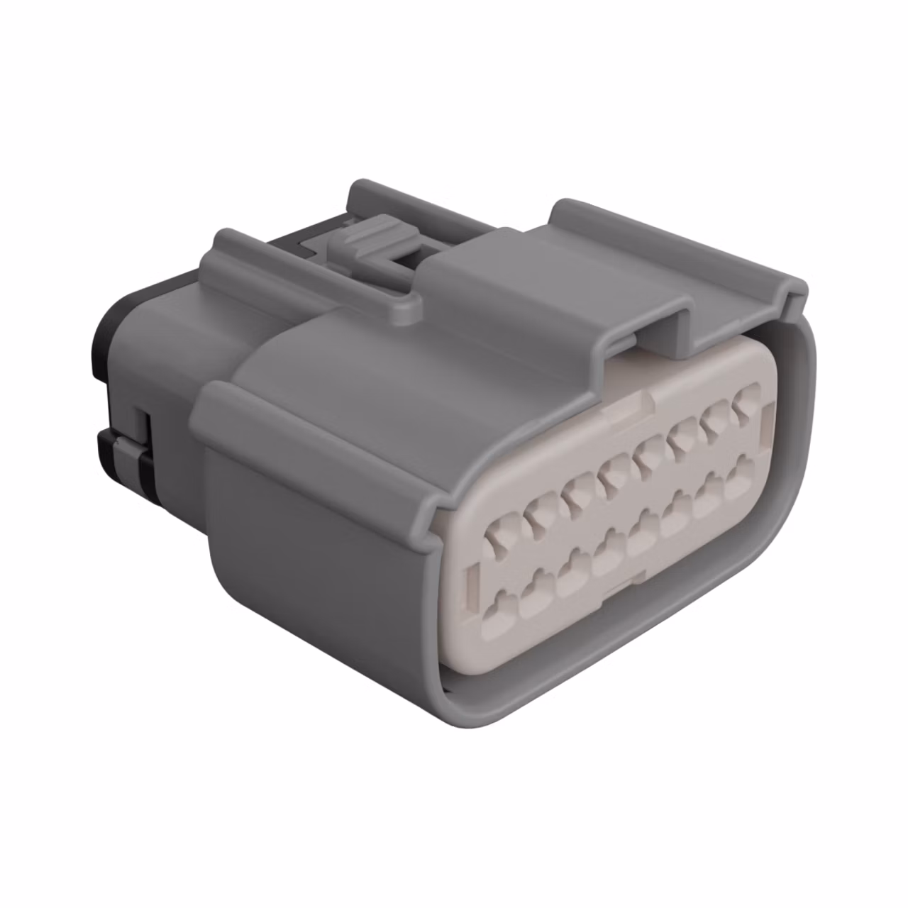 MX150 Mat-Sealed Female Connector Assembly, Dual Row, 16 Circuits, Keying Option B, with Clipslot, without Connector Position Assurance, Light Gray for sale