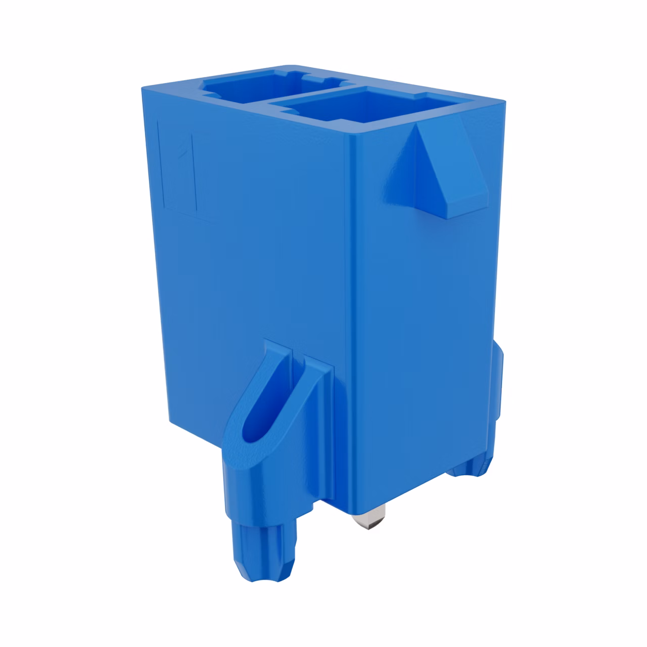 Mega-Fit ColorLock Vertical Header with Crush Pegs, 5.70mm Pitch, Through Hole, Dual Row, 2 Circuits, Matte Tin (Sn) Plating, 3.73mm Tail Length, Glow-Wire Capable, Tray, Blue for sale