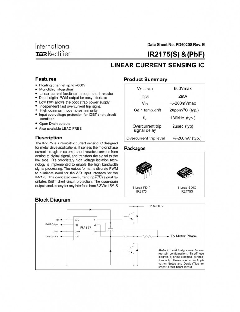 IR2175PBF datasheet page 1