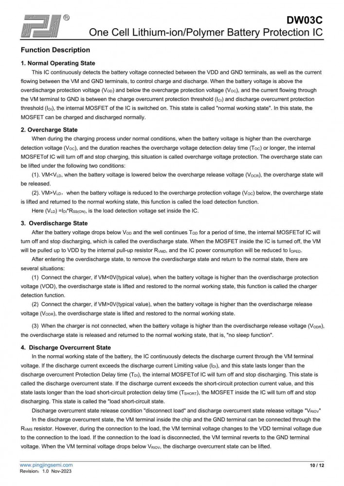 DW03C datasheet page 10