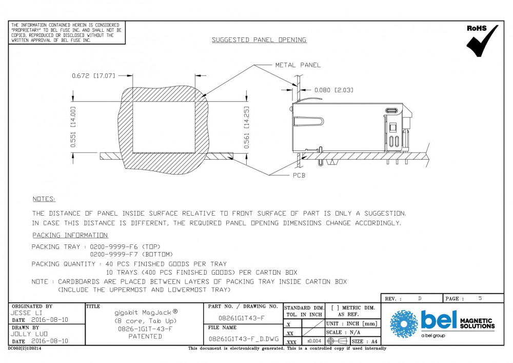Bel Fuse 0826-1G1T-43-F technical drawing page 4
