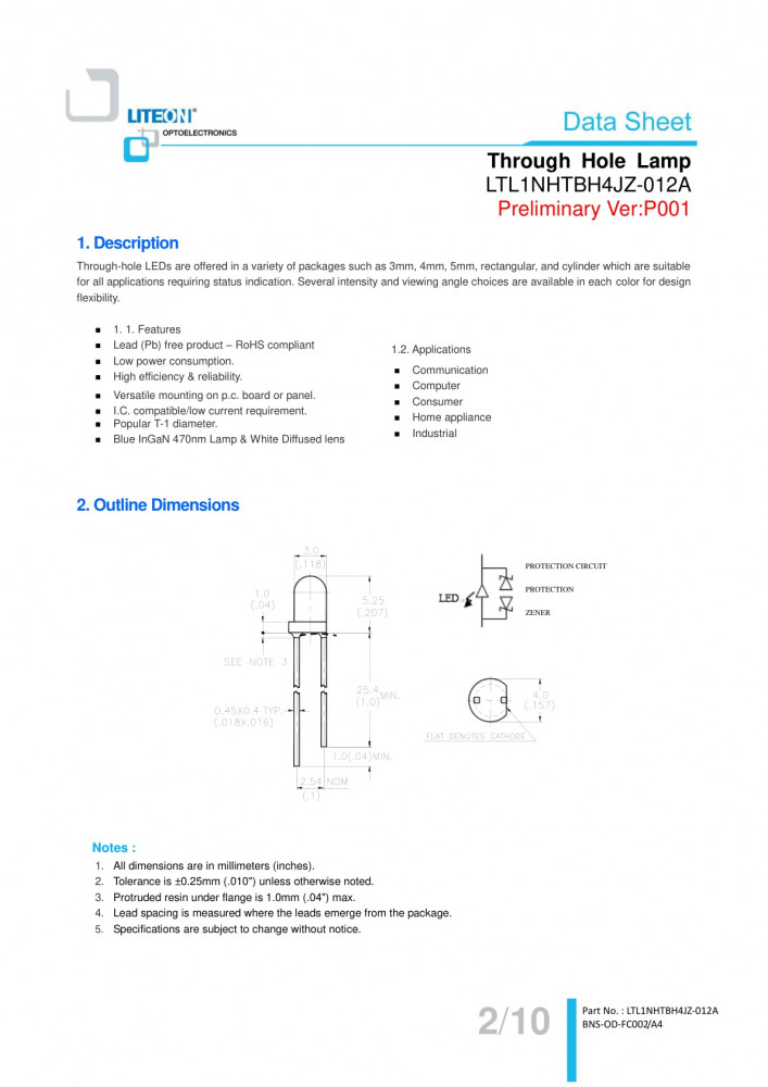 LTL1HNTBH4JZ-012A datasheet page 2