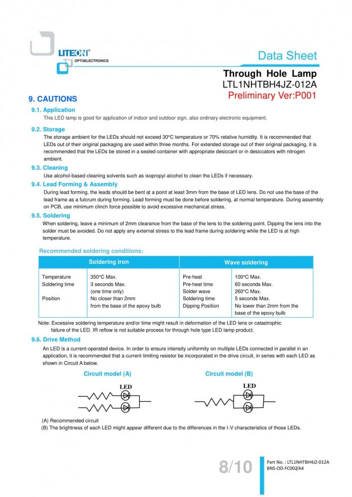 LTL1HNTBH4JZ-012A datasheet page 8