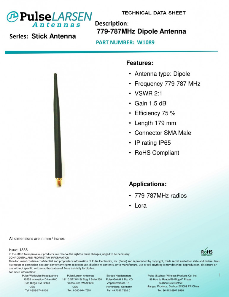 W1089 datasheet page 1