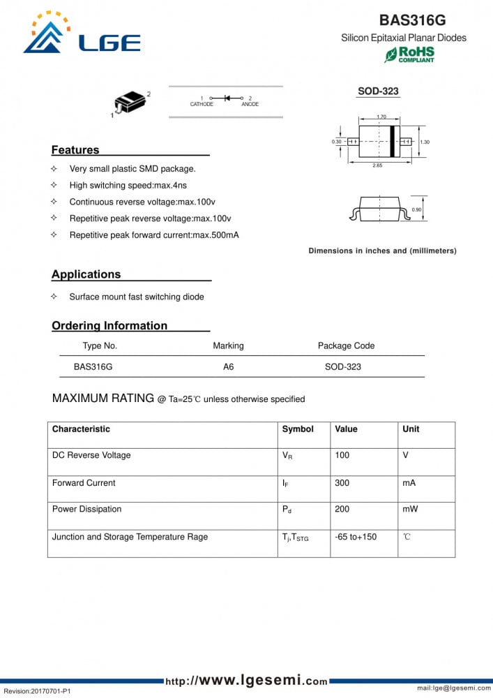BAS316G datasheet page 1
