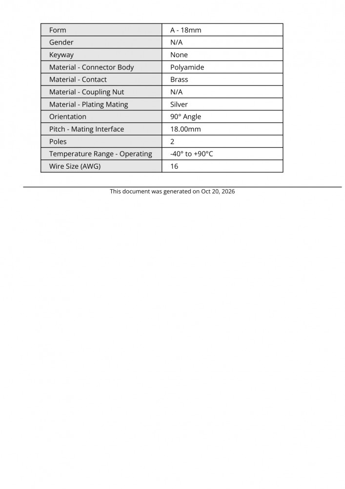 Molex DIN Valve Series S18 packaging specification, page image 3