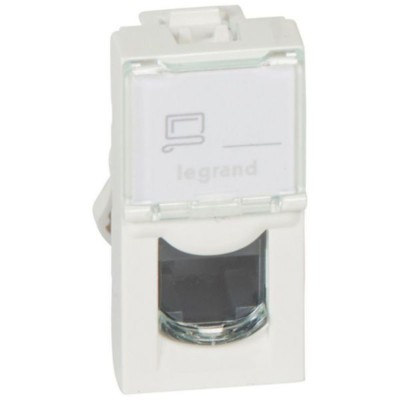 Mosaic™ - Double RJ45 socket inclined 45° category 6 UTP 2 modules white