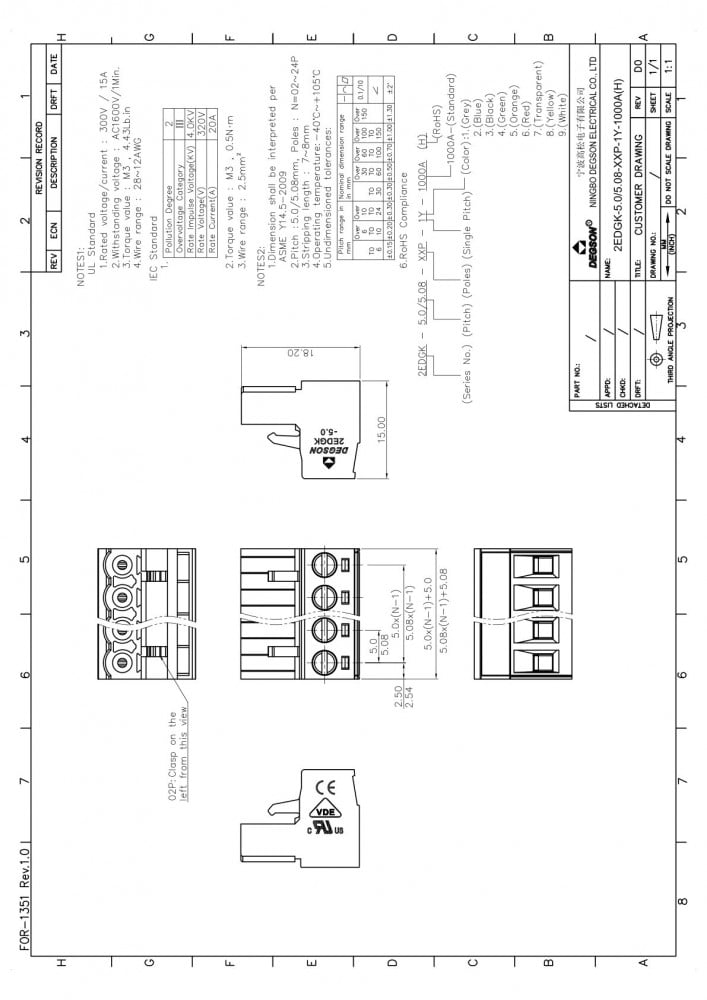 DEGSON 2EDGK customer drawing reference