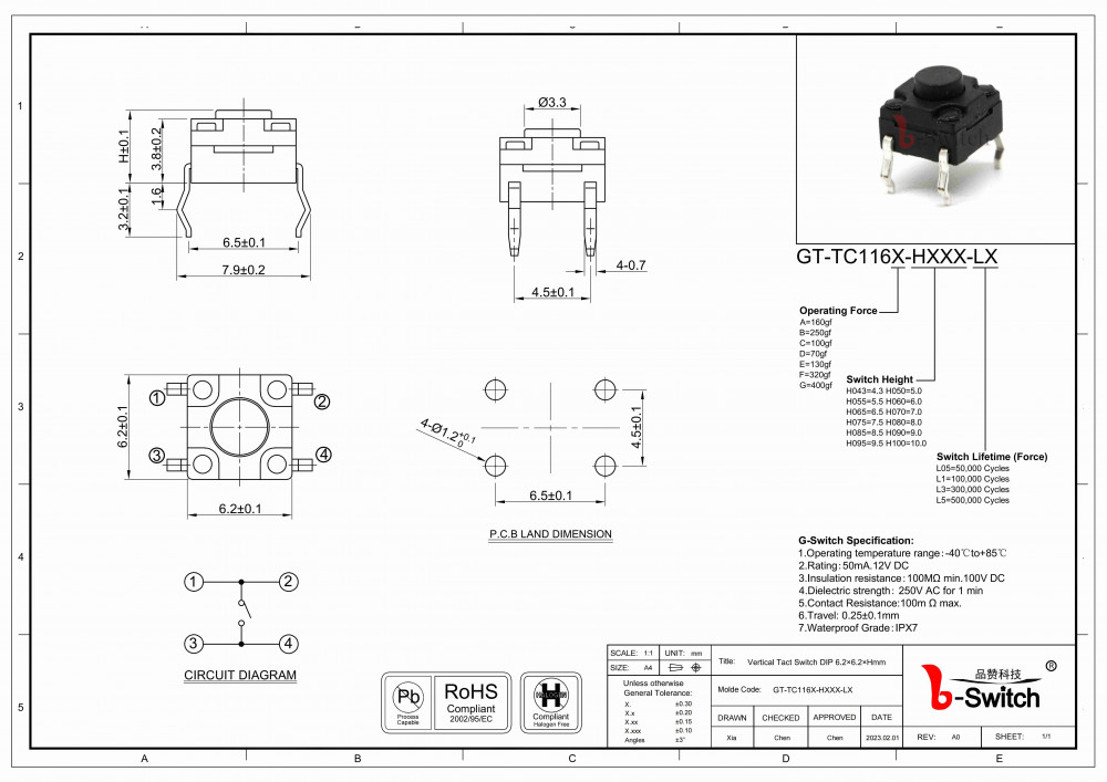 GT-TC116A-H060-L1 technical drawing