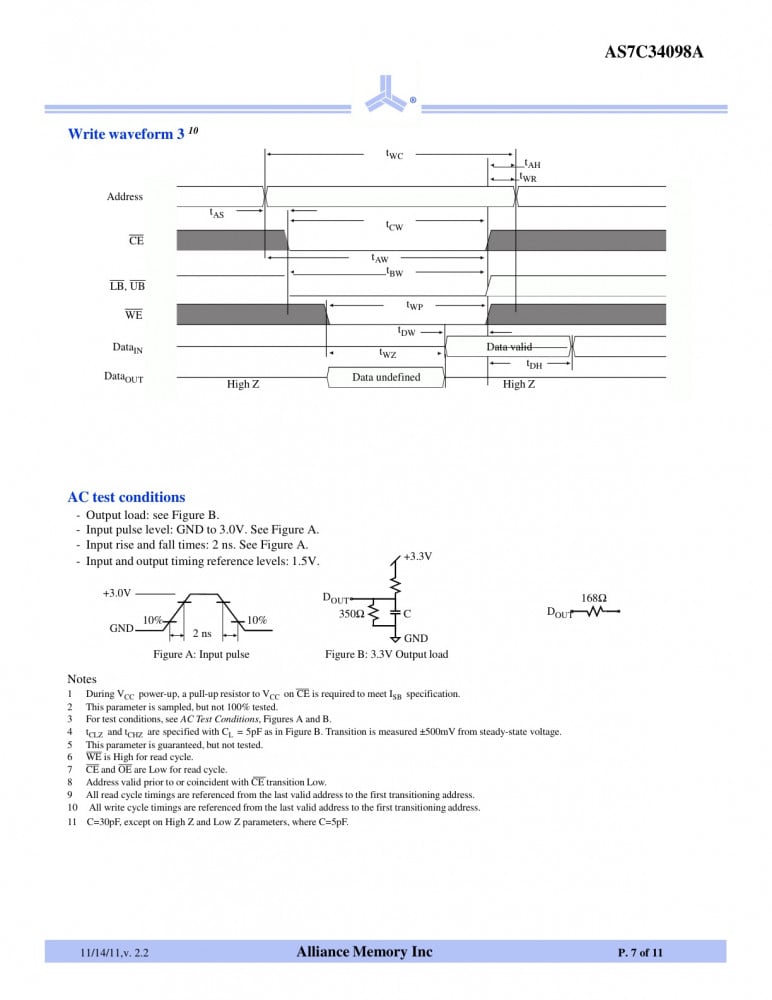AS7C34098A datasheet page 7