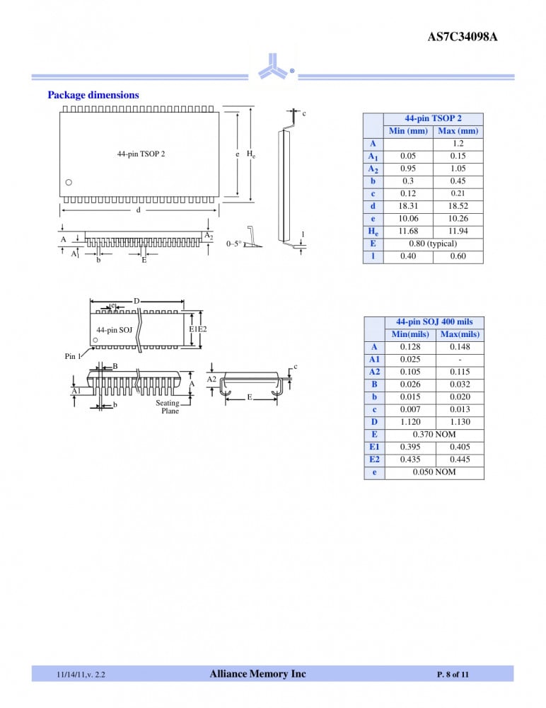 AS7C34098A datasheet page 8