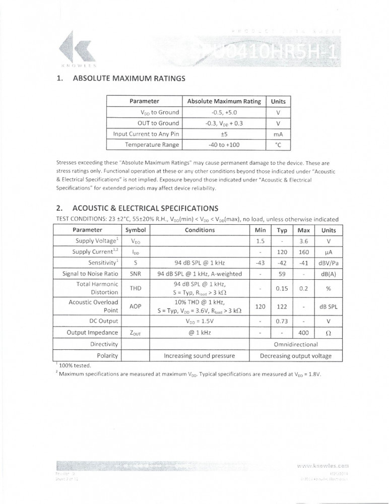 SPU0410HR5H-1 technical document page 2
