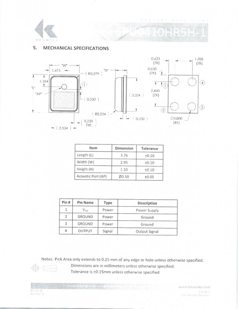 SPU0410HR5H-1 technical document page 5