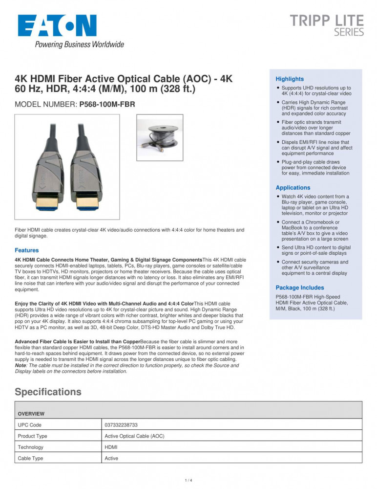 P568-100M-FBR technical document page 1