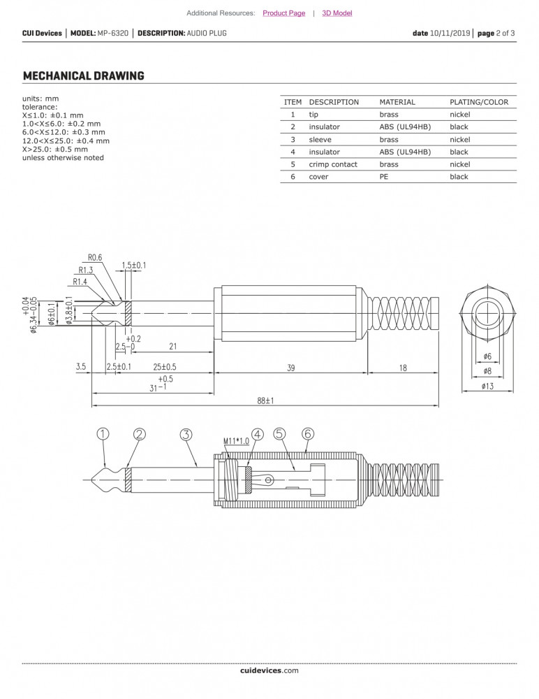 CUI MP-6320 technical document page 2