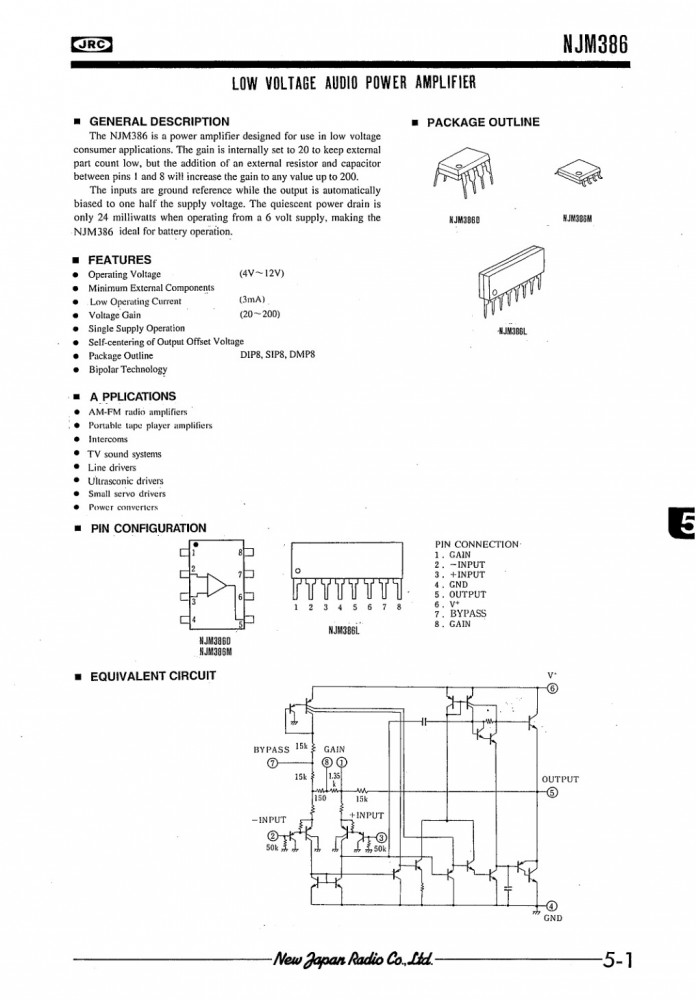NJM386 datasheet page 1
