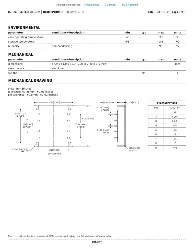 CUI VHB50W-Q48-S12 datasheet page 3