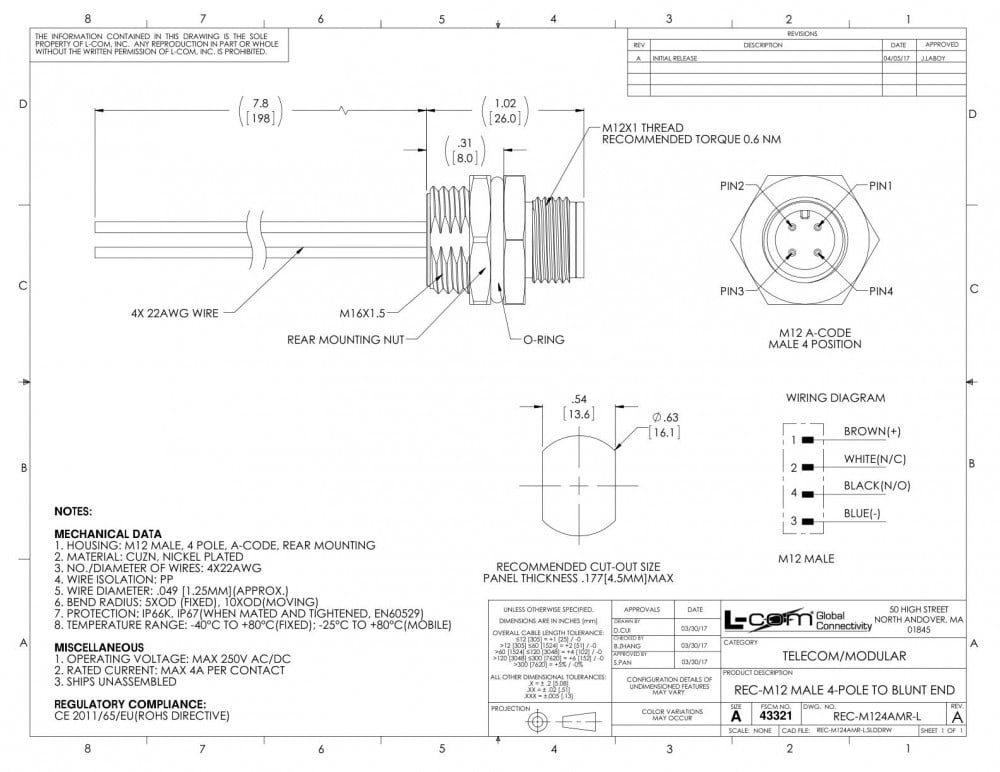 REC-M124AMR-L engineering drawing