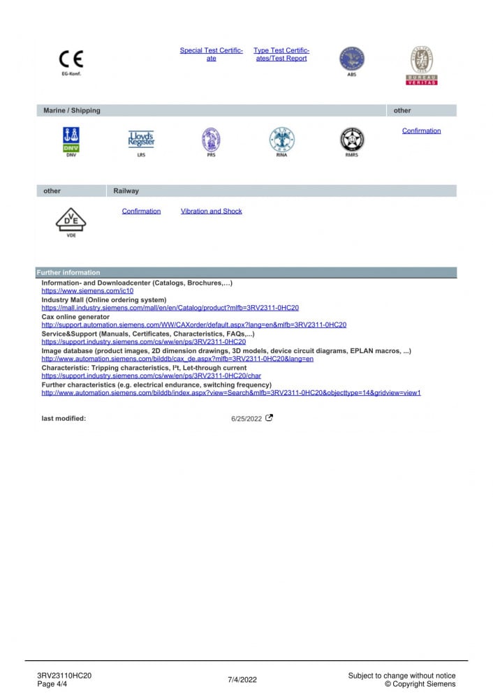 SIEMENS 3RV23110HC20 documentation page 4