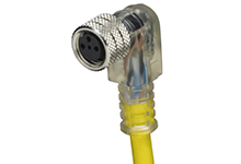 Ultra-Lock (M12) In-Line Splitter, 4 Poles, 3-Female (Straight) to 4-Male (90°), 0.34mm² TPE Cable, 0.30m Length