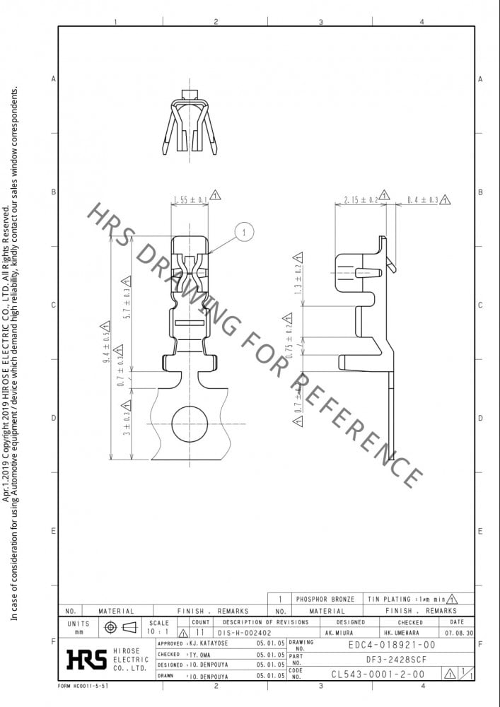 HRS DF3-2428SCF technical drawing preview