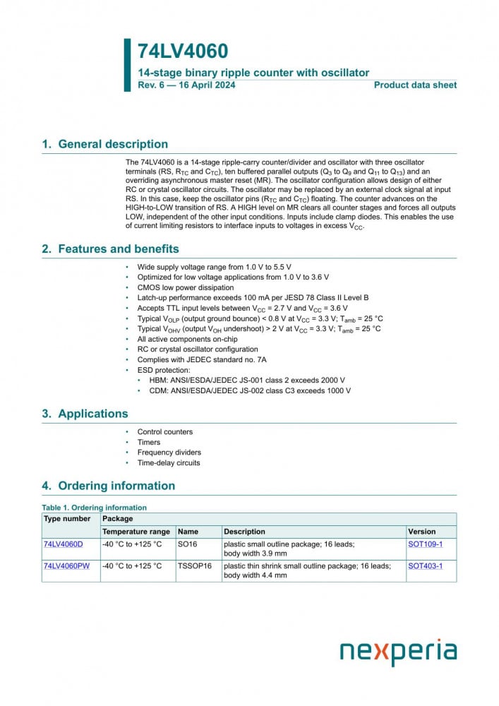 74LV4060D,118 datasheet page 1
