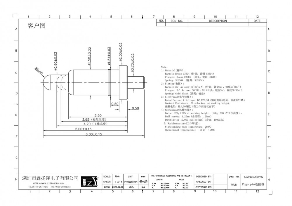 YZ29115060P-02 specification page 3