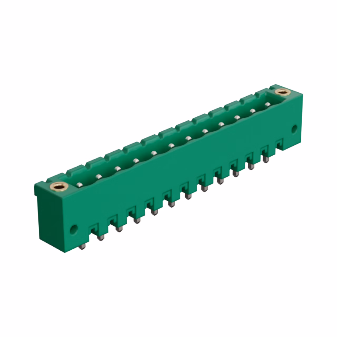 5.00mm Pitch Eurostyle Vertical PCB Header, with Threaded Retention Inserts, Green Housing, 12 Circuits for sale