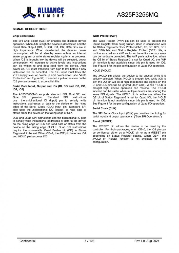AS25F3256MQ datasheet page 7