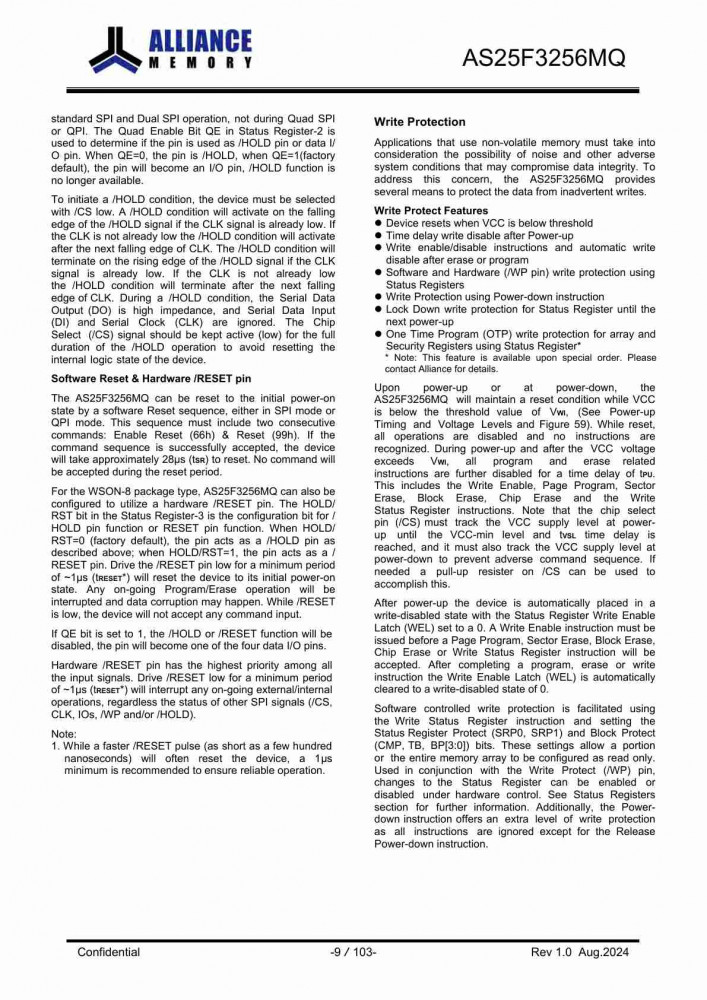 AS25F3256MQ datasheet page 9