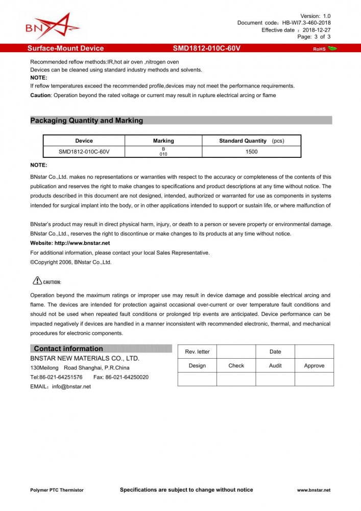 BNstar SMD1812-010C-60V datasheet page 3