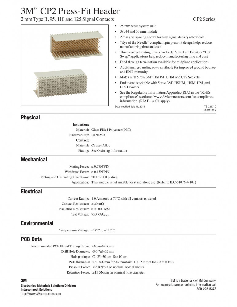 3M CP2 technical document page 1