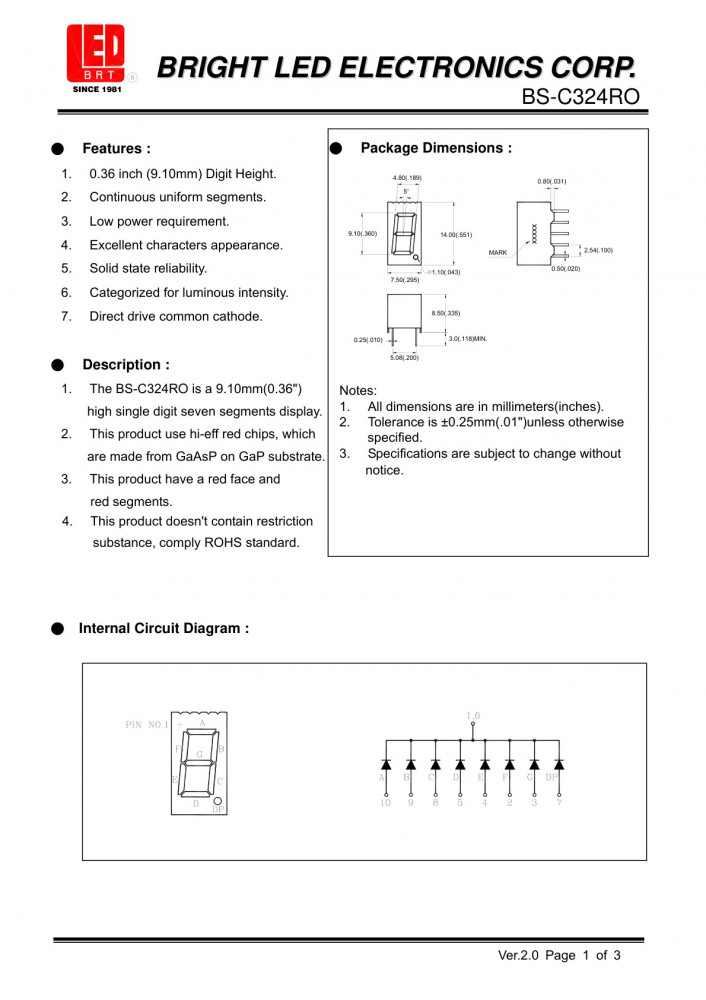 BS-C324RO datasheet page 1