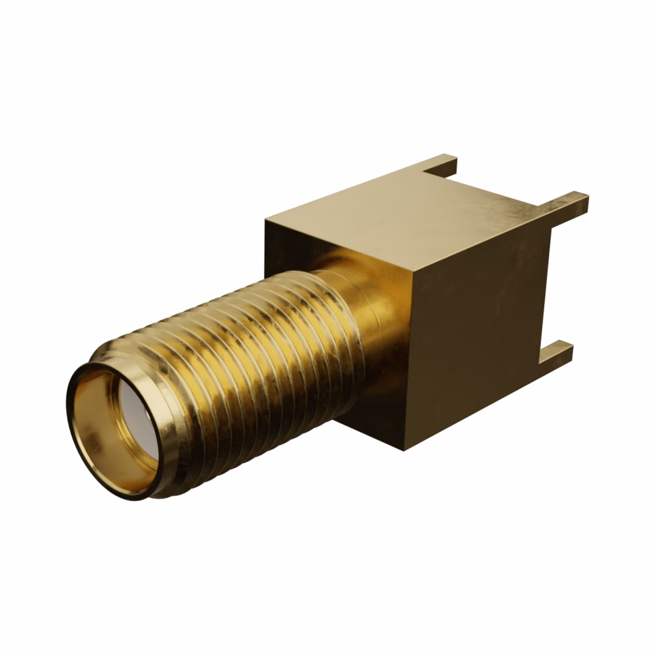 SMA Jack, Straight, Bulkhead Receptacle, PCB, Through Hole, No Hardware, Brass Body, Gold (Au) Plated, One Piece Per Bag, 50 Ohms for sale