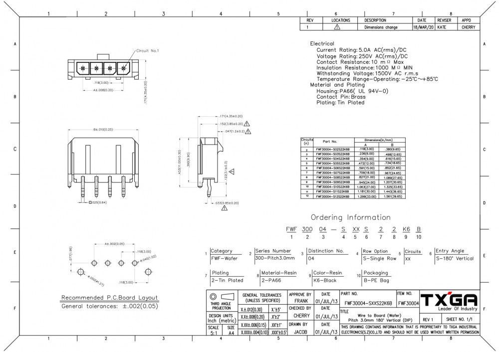 TXGA FWF30004-S05S22K6B technical document preview