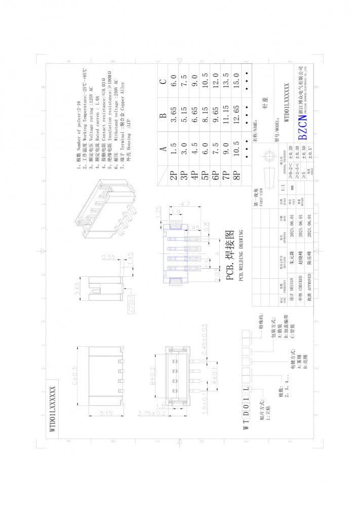 WTD01L07BA technical document page 2