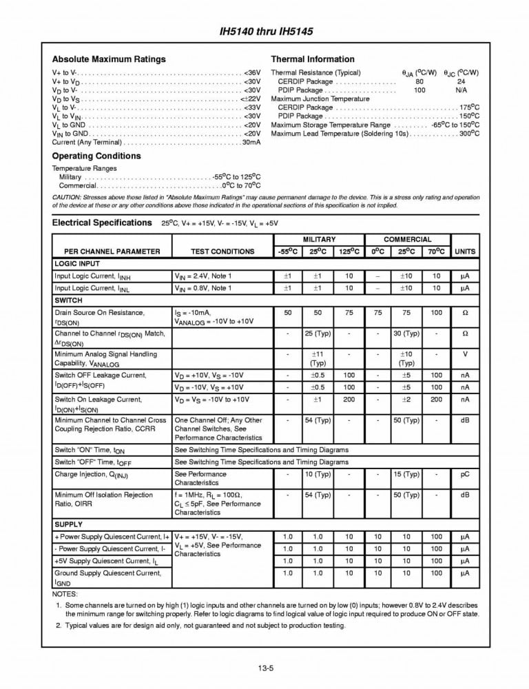 IH5143MJE/883B technical document page 6