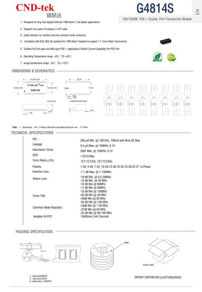 CND-tek G4814S official datasheet page