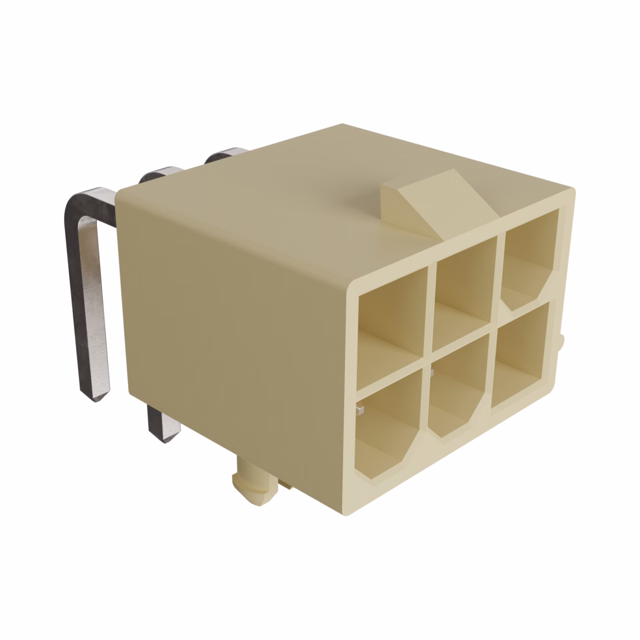 Mini-Fit Jr. First Mate / Last Break Header, 4.20mm Pitch, Dual Row, Right-Angle, 6 Circuits, Circuit 1 Voided, Nylon 6/6 94V-0, Natural, Matte Tin (Sn) Plating, with Mounting Pegs, Tray for sale