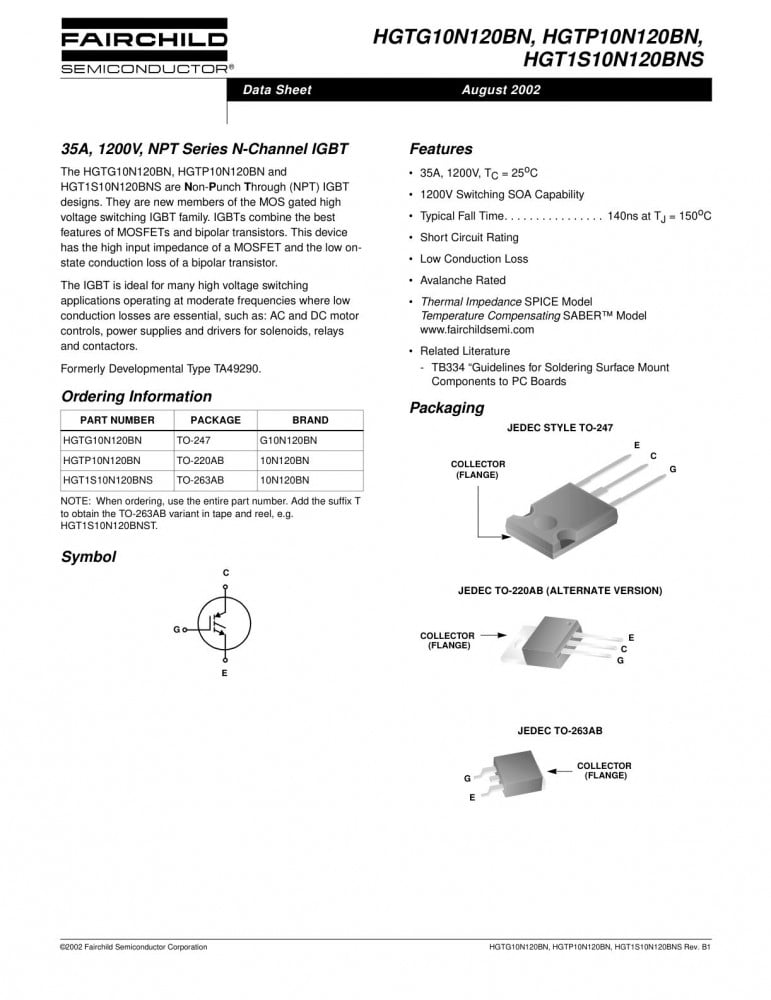 HGTP10N120BN datasheet page 2