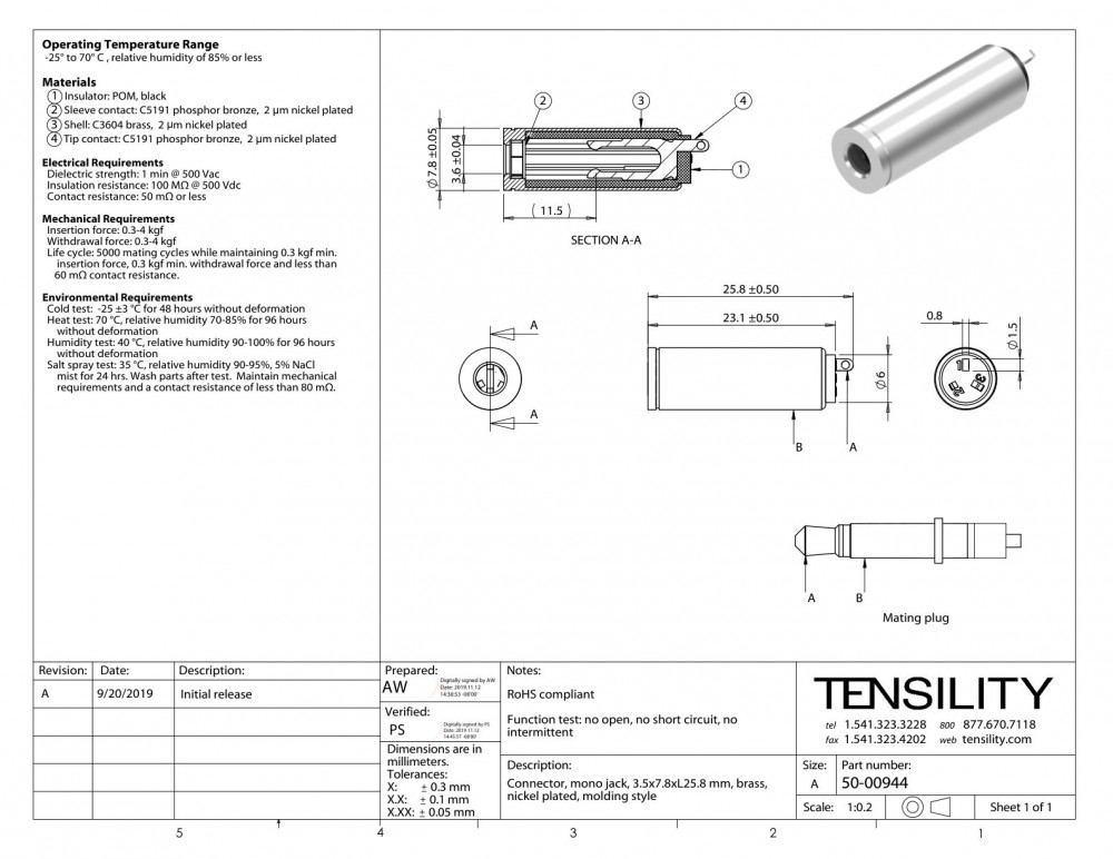 Tensility International 50-00944 product drawing preview