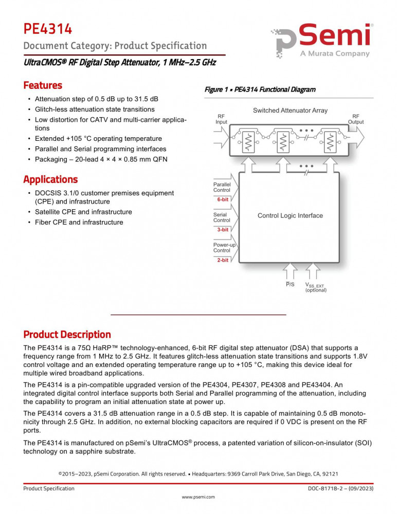 PE4314 technical document page 1