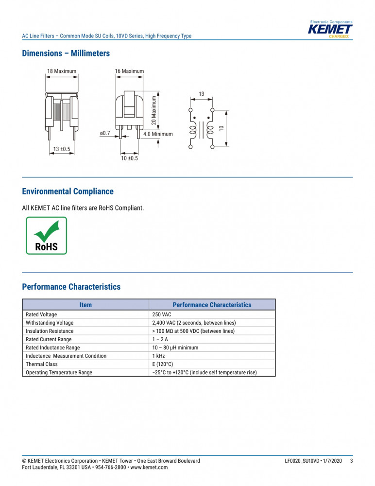 KEMET SU10VD series datasheet page 3