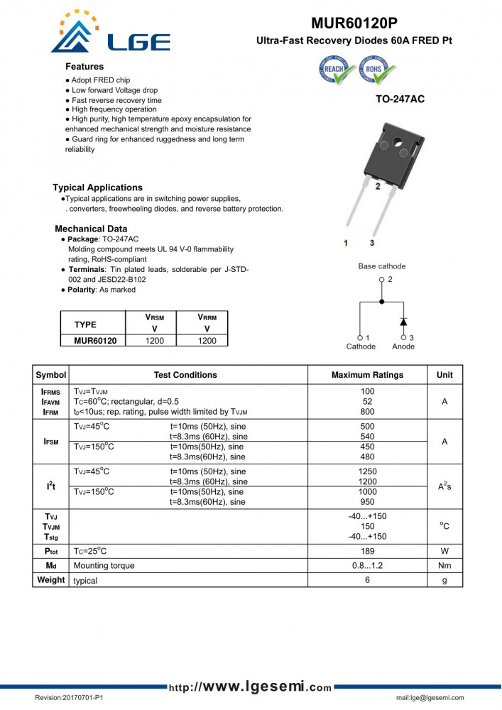 MUR60120P datasheet page 1
