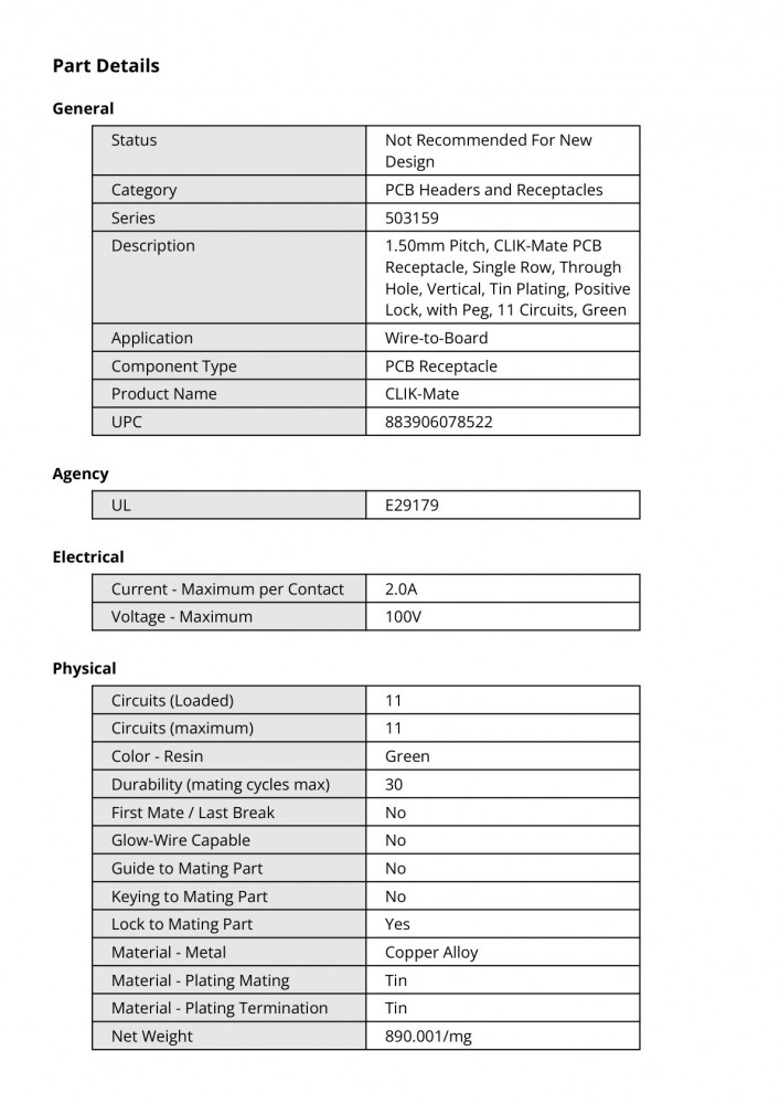 Technical document image 2 for Molex 5031591106