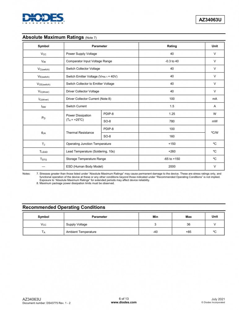 AZ34063U datasheet page 6