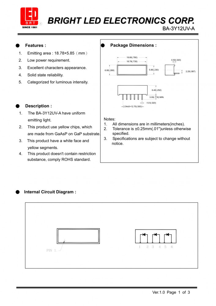 BA-3Y12UV-A datasheet page 1