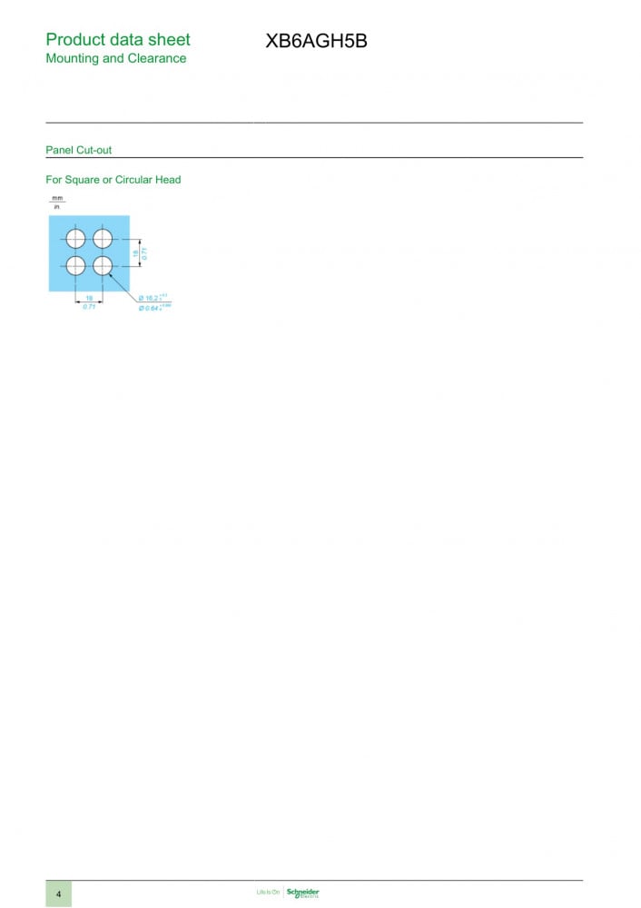 XB6AGH5B technical document page 4