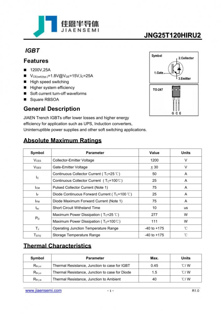 JNG25T120HIRU2 datasheet page 1